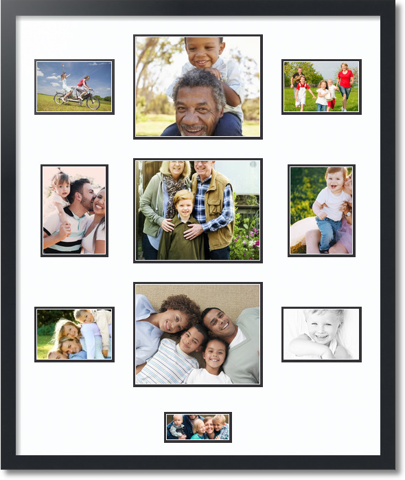 30x36 Satin Black collage picture frame 10 opening Super White and ...